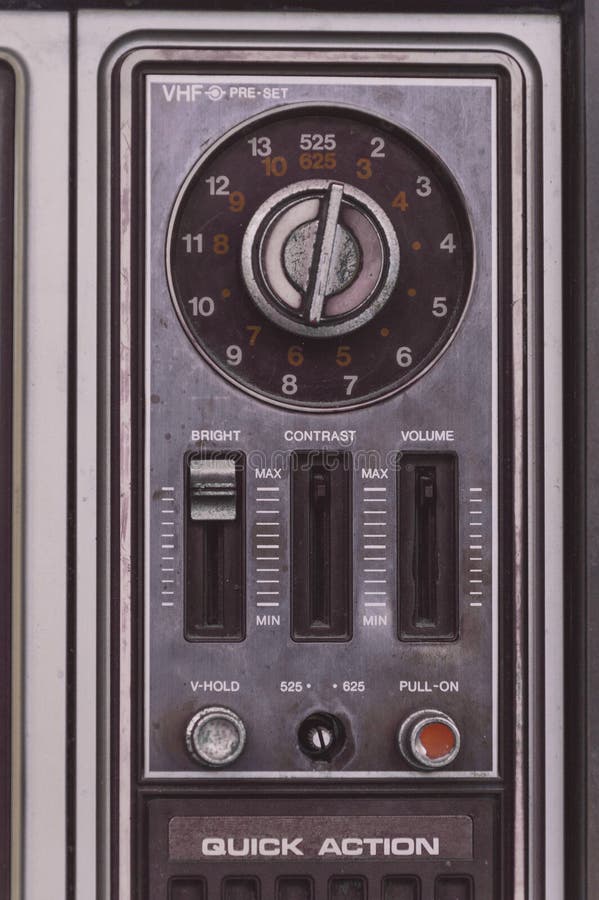 Control panel of an old TV stock photo. Image of display - 176574824