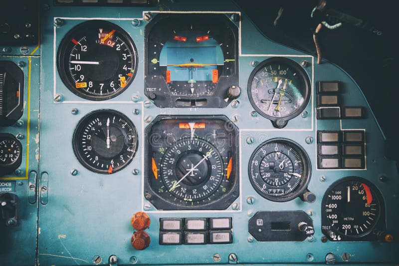 Control Panel in a Old Ussr Plane Cockpit Stock Image - Image of ...