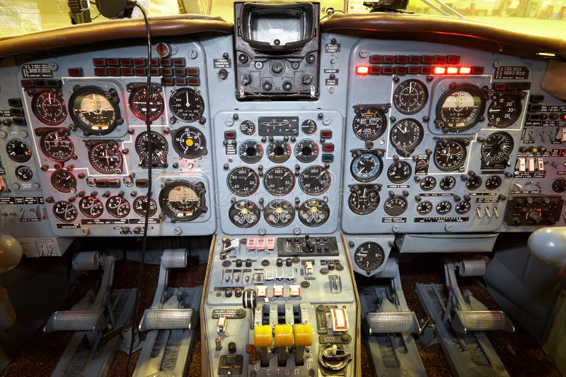Control Panel in a Plane Cockpit. Travel Concept Stock Photo - Image of ...