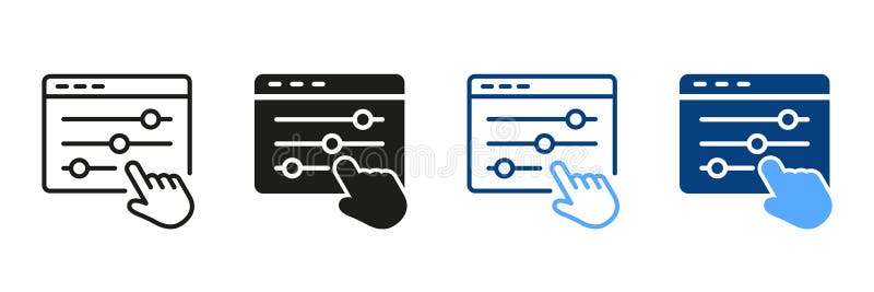 Control Panel and Pointer Sign. Multimedia Adjusting Symbol Collection ...
