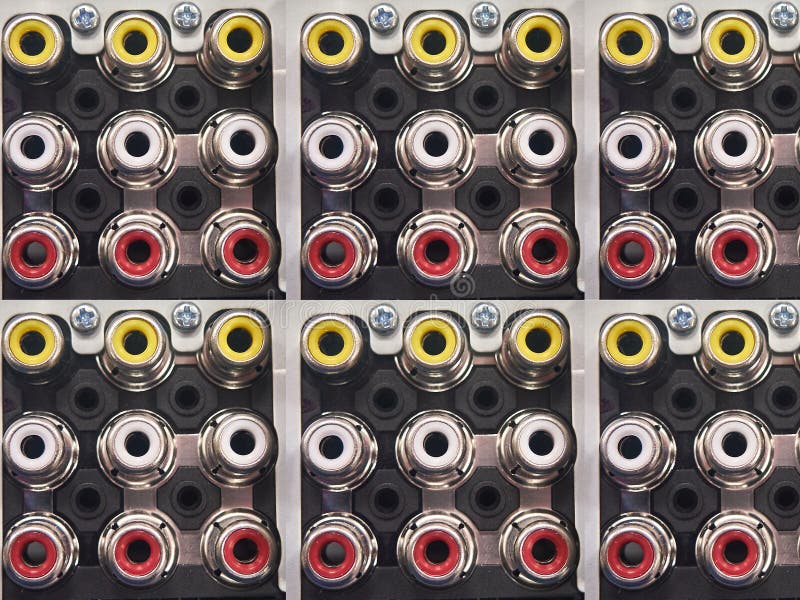 Control Panel RCA Connectors Stereo Audio Inputs. Stock Photo - Image ...
