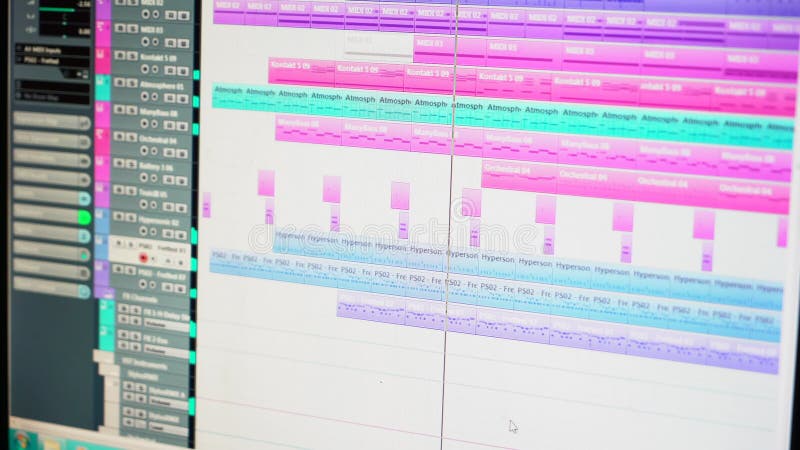 Control Panel in Recording Studio. Audio Mixer with Digital Display ...