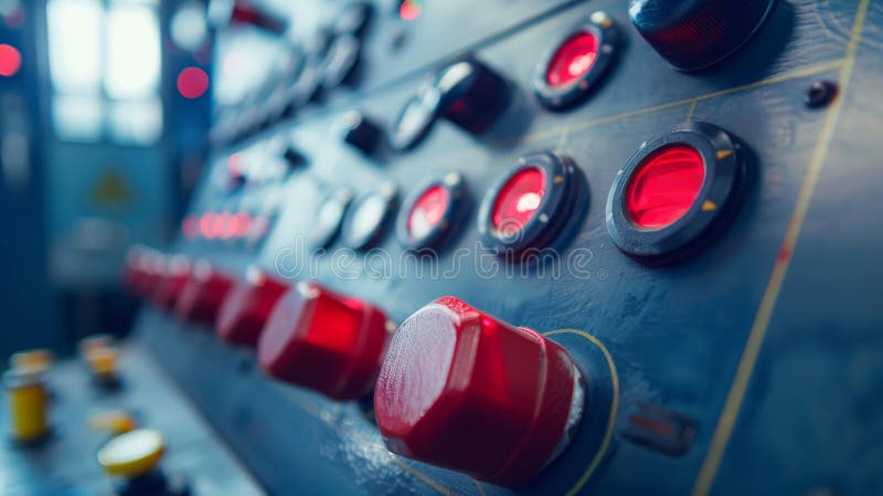 Control Panel with Red Buttons and Switches, Industrial Machinery Stock ...
