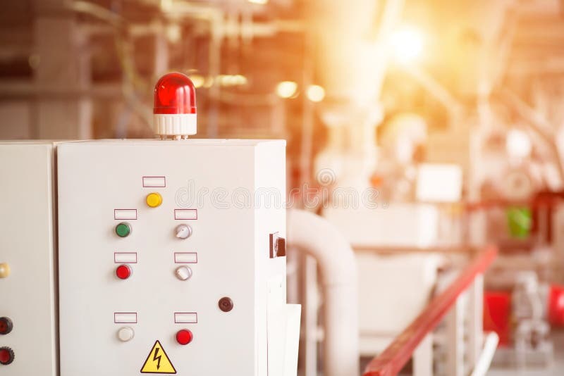 Control Panel with Red Flasher. Stock Photo - Image of light, material ...