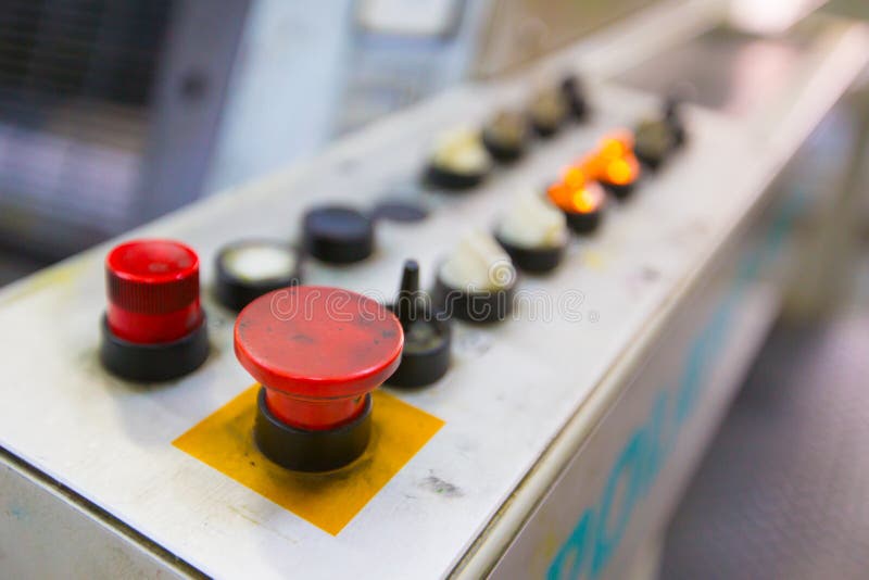 Control Panel with Red Start Button in Focus Stock Image - Image of ...
