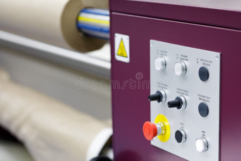 Control Panel of the Roll To Roll Calender Machine Stock Photo - Image ...