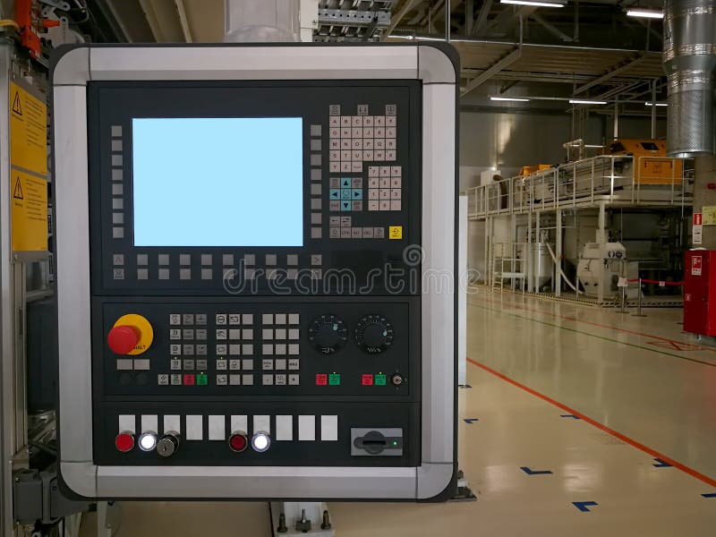The Control Panel with the Screen of the Metal-cutting Machine. Close ...