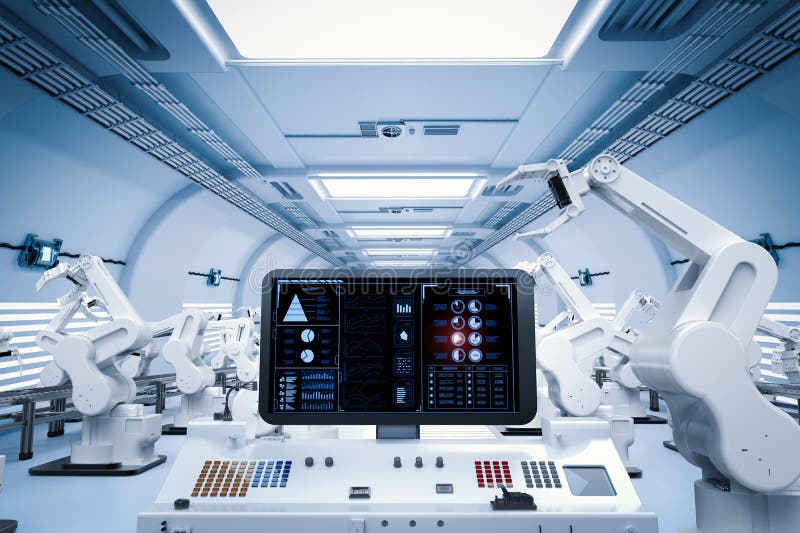 Robotic Arms with Boxes on Conveyor Belt Stock Image - Image of belt ...