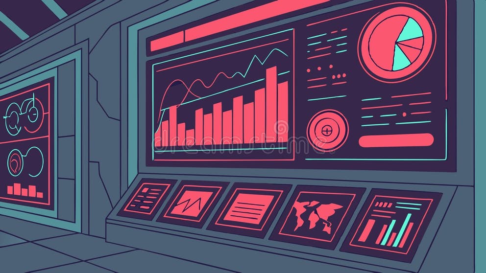 Control Panel with Screens, Futuristic Interface Tech Command Center ...