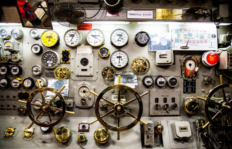 Control panel of a ship stock image. Image of speedometers - 268521945