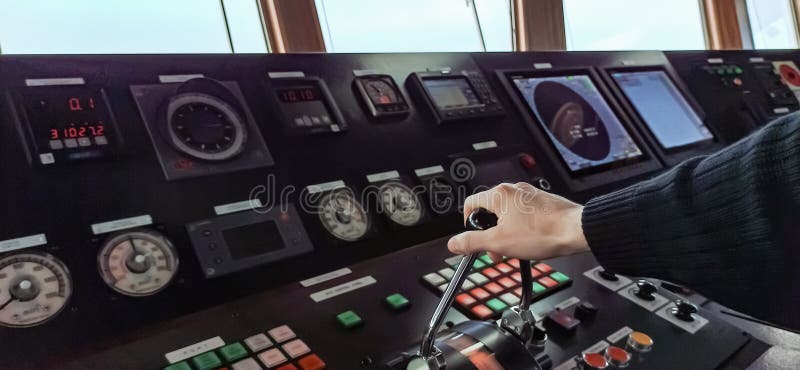 Control Panel in Ship with Instruments Equipment Stock Photo - Image of ...