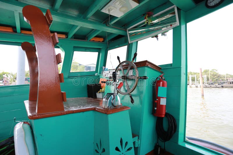 Control Panel in Ship with Steering Wheel Stock Image - Image of ship ...