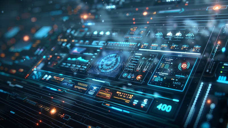 Futuristic Control Panel Displaying Data Trends and Analyzing Information in a High-tech ...