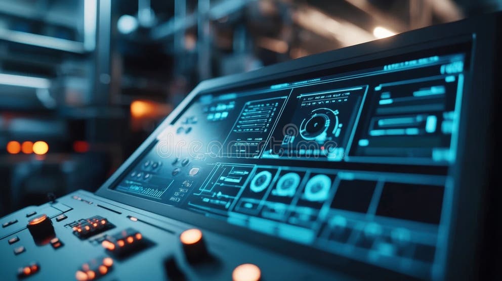 Control Panel Showing Various Futuristic Information and Graphics in a ...