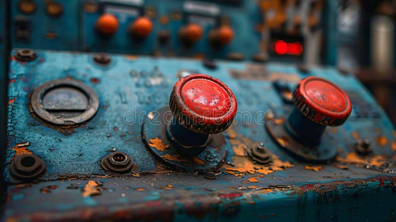 The Control Panel Shows Rusty, Vibrant Knobs and Indicators Stock ...