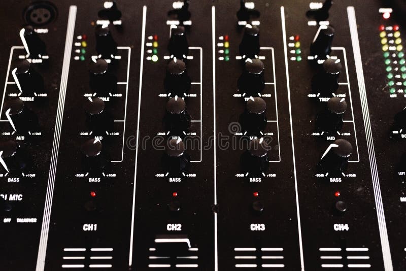 Control Panel with Sliders of an Audio Mixer for DJ Stock Photo - Image ...