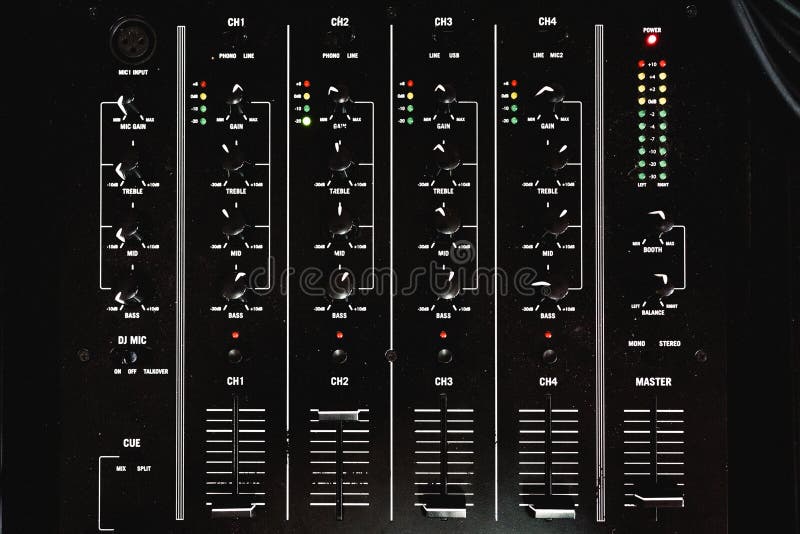 Control Panel with Sliders of an Audio Mixer for DJ Stock Image - Image ...