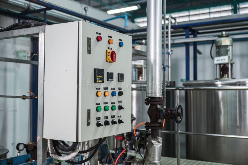 Control Panel of Stainless Pipeline and Tanks System at Beverage ...