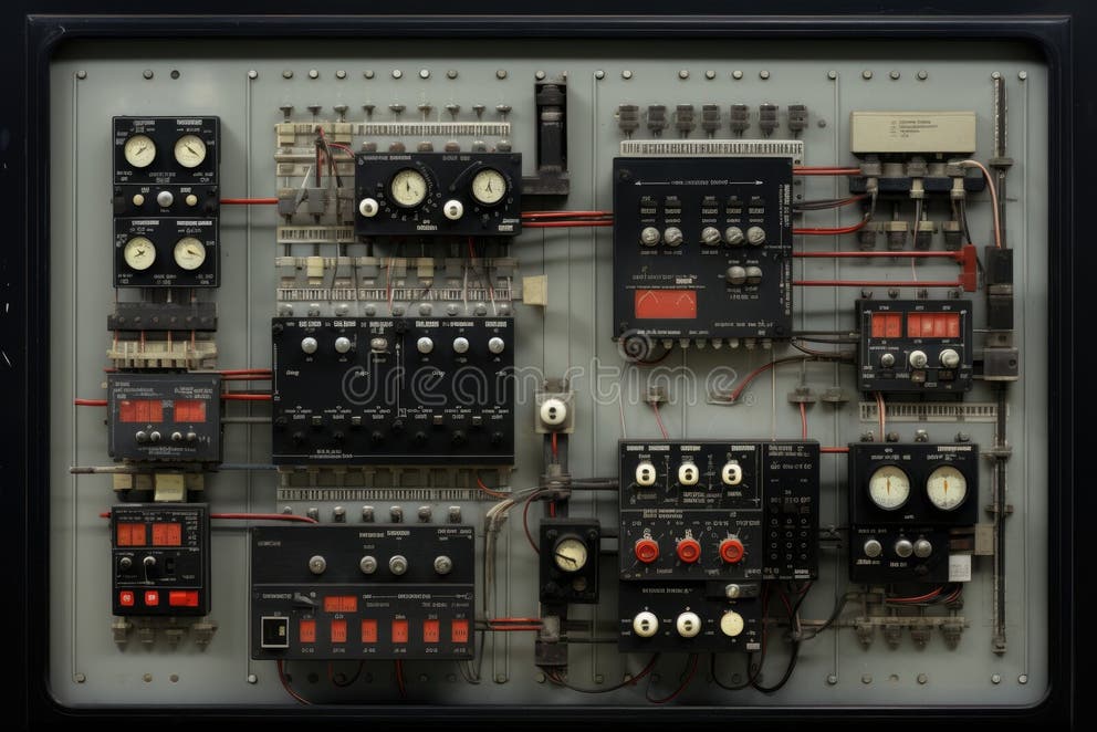 Control Panel with Static Energy Meters and Circuit-breakers Stock ...