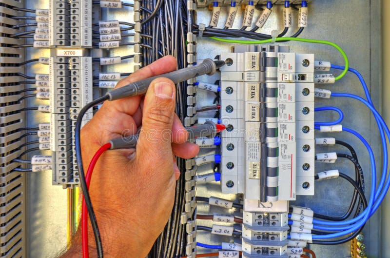Control Panel with Terminals and Wires Stock Photo - Image of fingers ...
