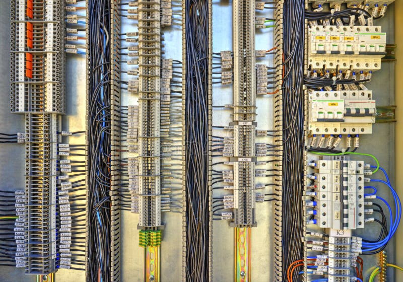 Control Panel with Terminals and Wires Stock Image - Image of equipment ...