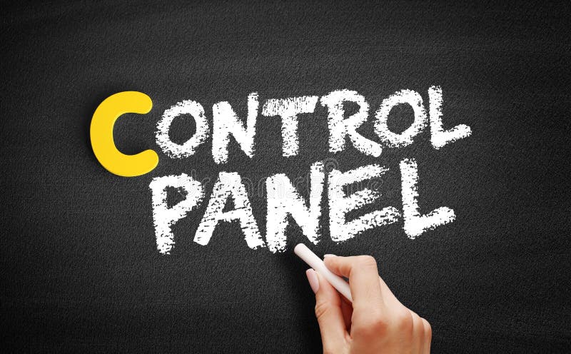 Control Panel Text on Blackboard Stock Photo - Image of electronic ...