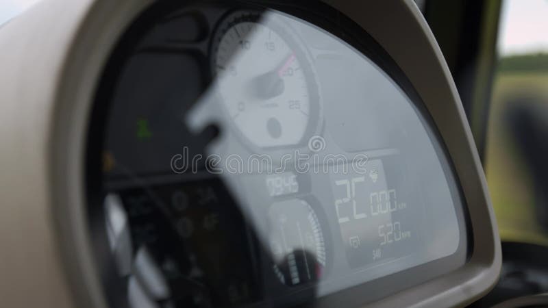 Control Panel of Tractor Machine Riding in Farm Field Stock Video ...