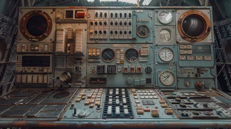 Control Panel of a Vintage Military Aircraft, with Knobs and Buttons in ...