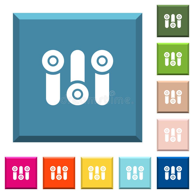 Control Panel White Icons on Edged Square Buttons Stock Vector ...