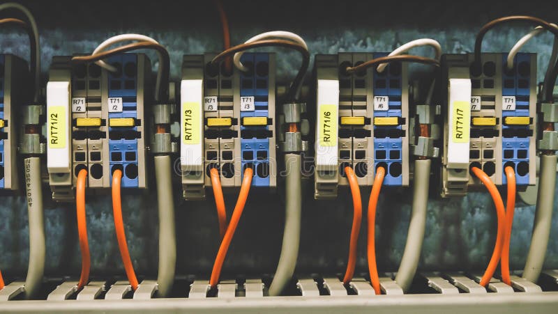 Control panel with wiring stock image. Image of production - 180386779