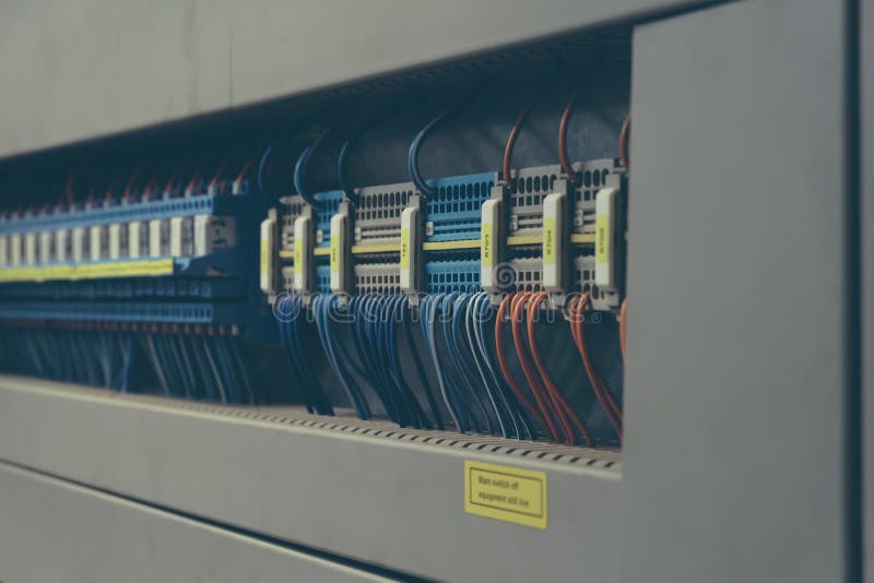 Control panel with wiring stock image. Image of electrical - 180387085