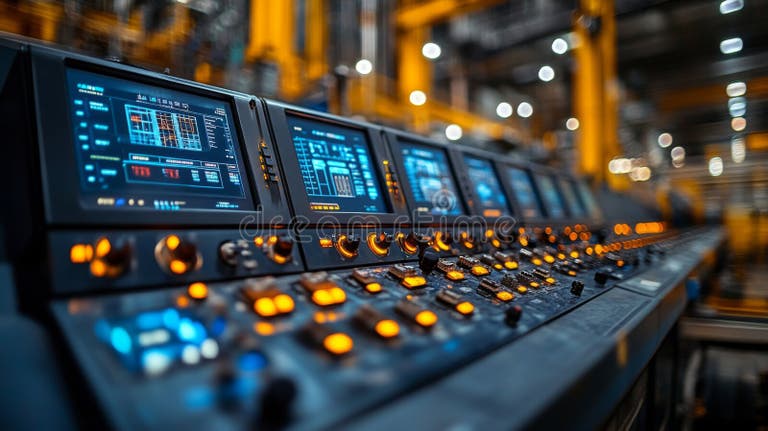 Control Panels Operate Machinery in a Modern Mining Facility Focused on ...