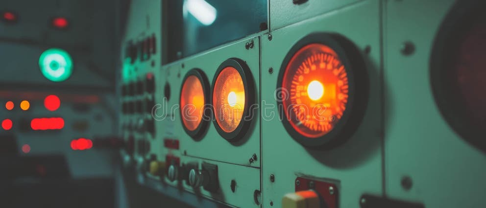 Control Panels Featuring Analog Dials and Retro Technology in a Vintage ...