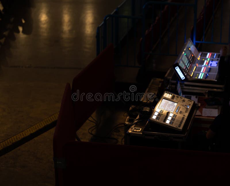 Control Panels for Sound and Light on the Stage Stock Photo - Image of ...