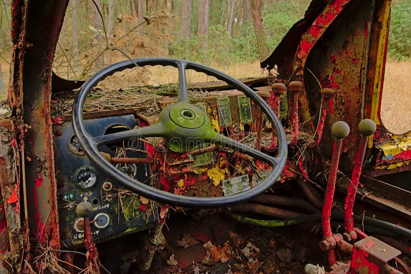 Control Pannel of an Old Abandoned Tractor in Nature Editorial Stock ...