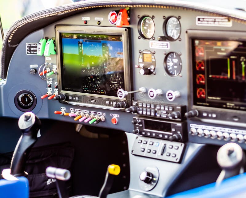 Control pannel of plane stock photo. Image of flight - 148341408