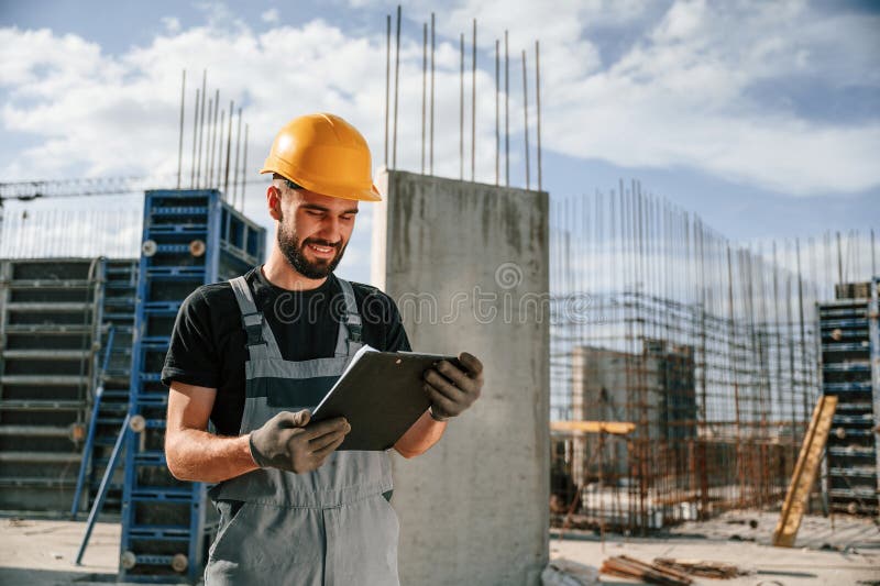 Control of the Process. Foreman is with Documents Stock Image - Image ...