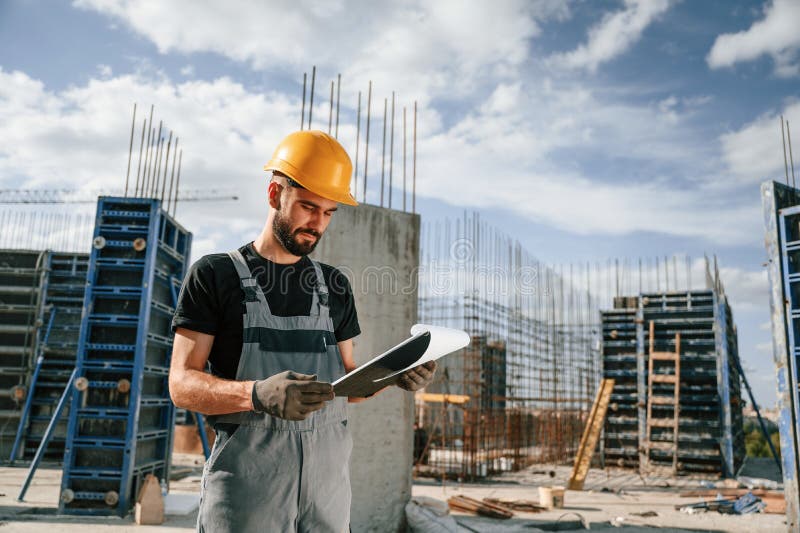 Control of the Process. Foreman is with Documents Stock Photo - Image ...