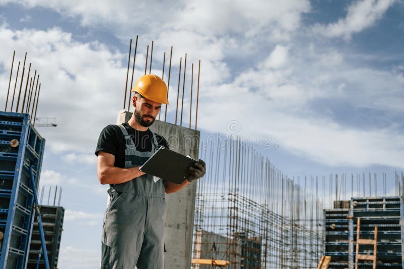 Control of the Process. Foreman is with Documents Stock Image - Image ...