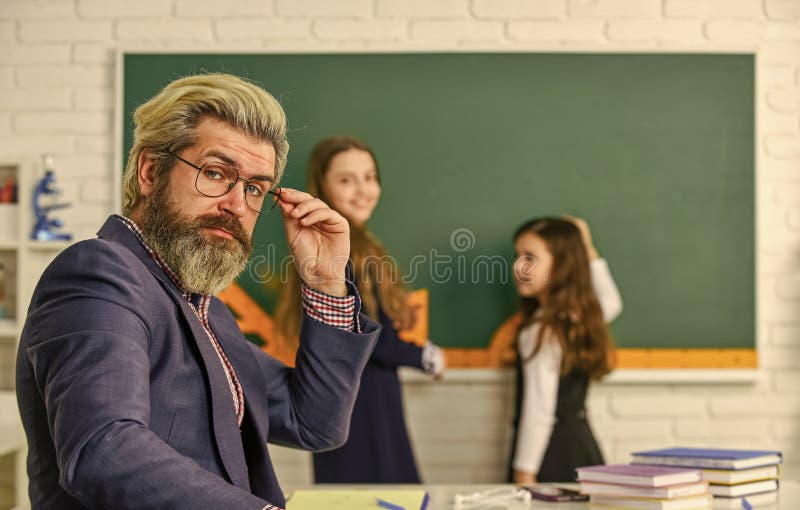 Control Process. Pedagogue. Watching Them. Teacher and Kids Classroom ...