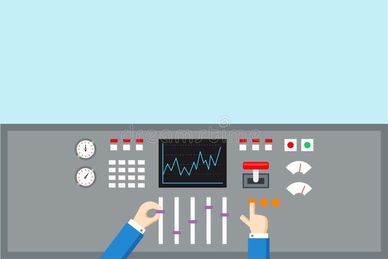 Control and Regulation Concept. Hands Operated Panel - Flat ...