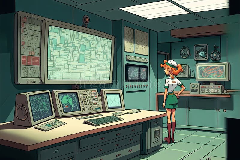 Control Room, Command Center, Interior Design Stock Illustration ...