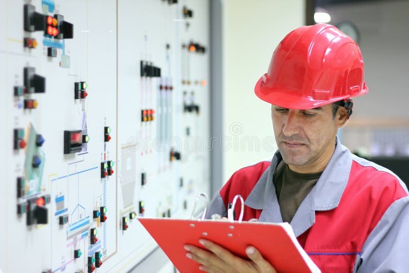 Electrical Engineer Working at Control Room of Thermal Power Plant ...
