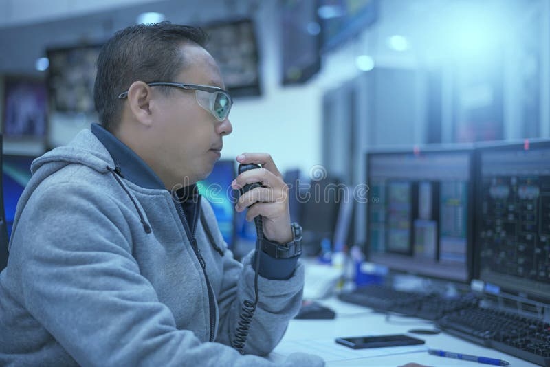 Control Room Engineering Checking Process. Stock Photo - Image of male ...