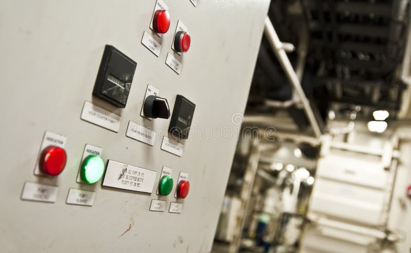 Control Room of a Extra Large Cargo Ship. Stock Photo - Image of panel ...