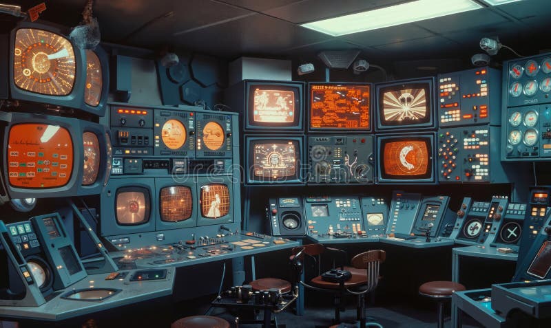 A Control Room Filled with Lots of Monitors and Monitors Stock Photo ...