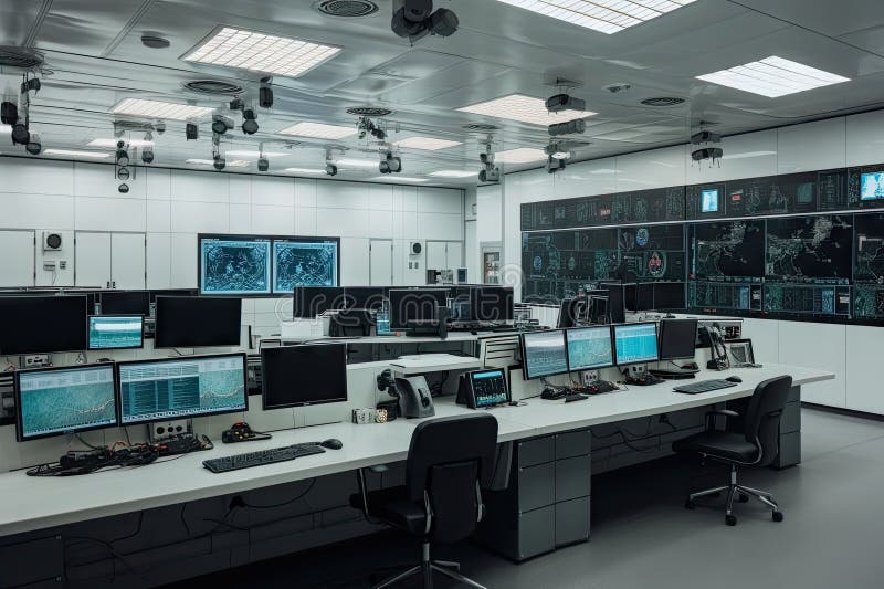 Control Room, Filled with Monitors and Displays of Various Sensors ...