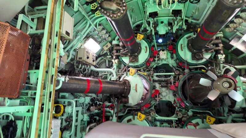 Control Room Inside a Submarine with Radar Screens Stock Footage ...