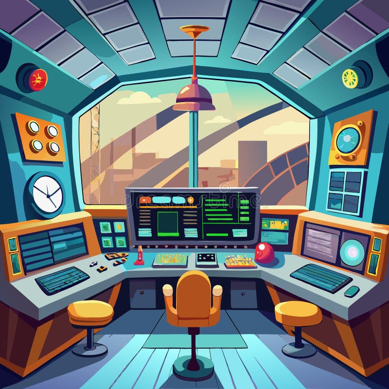 Control Room Interior Design Stock Vector - Illustration of ...