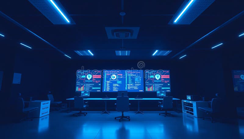 Control Room Interior, Modern Tech Workspace Generative AI Stock ...